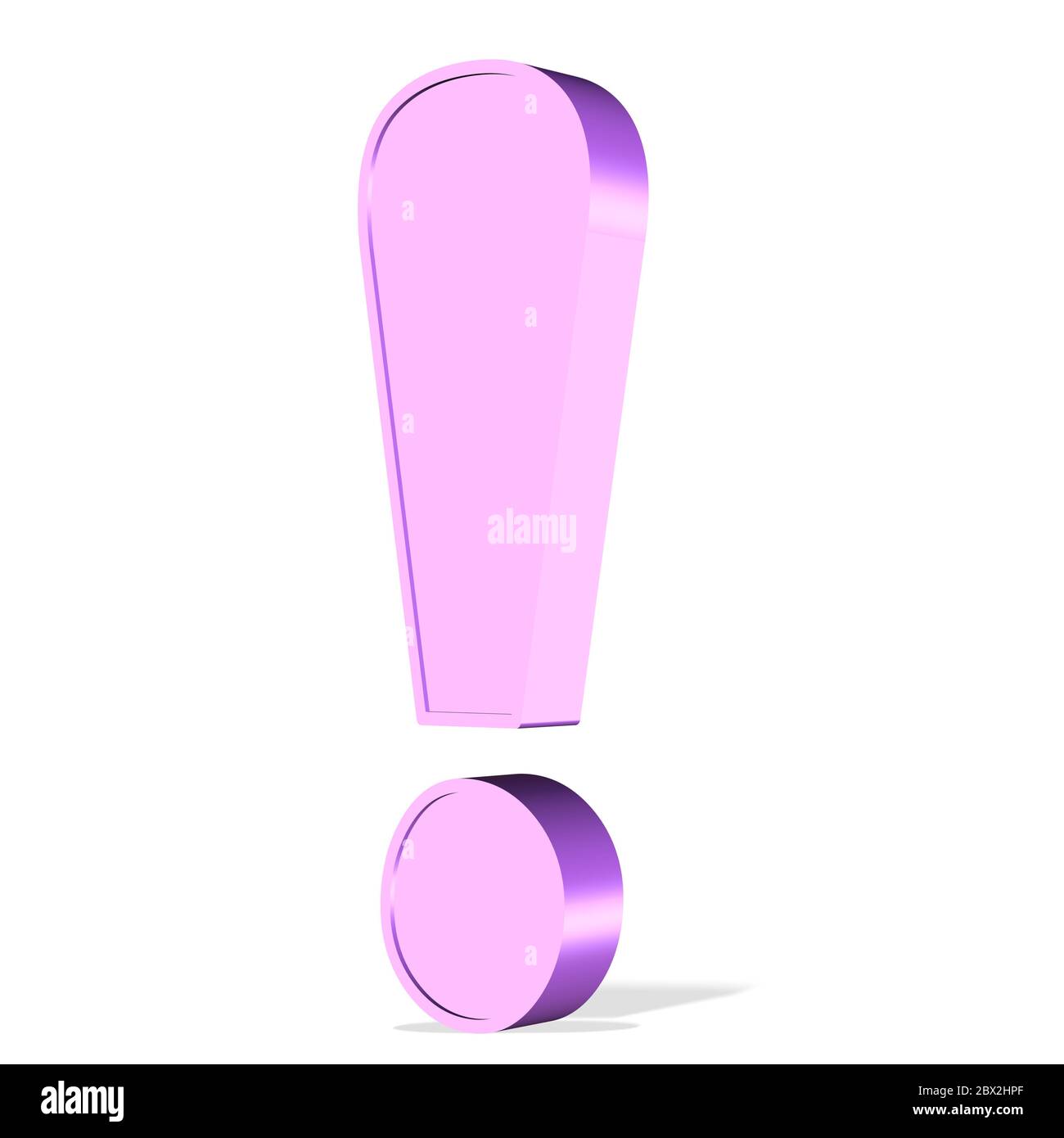 Violet exclamation mark in front of white background Stock Photo - Alamy
