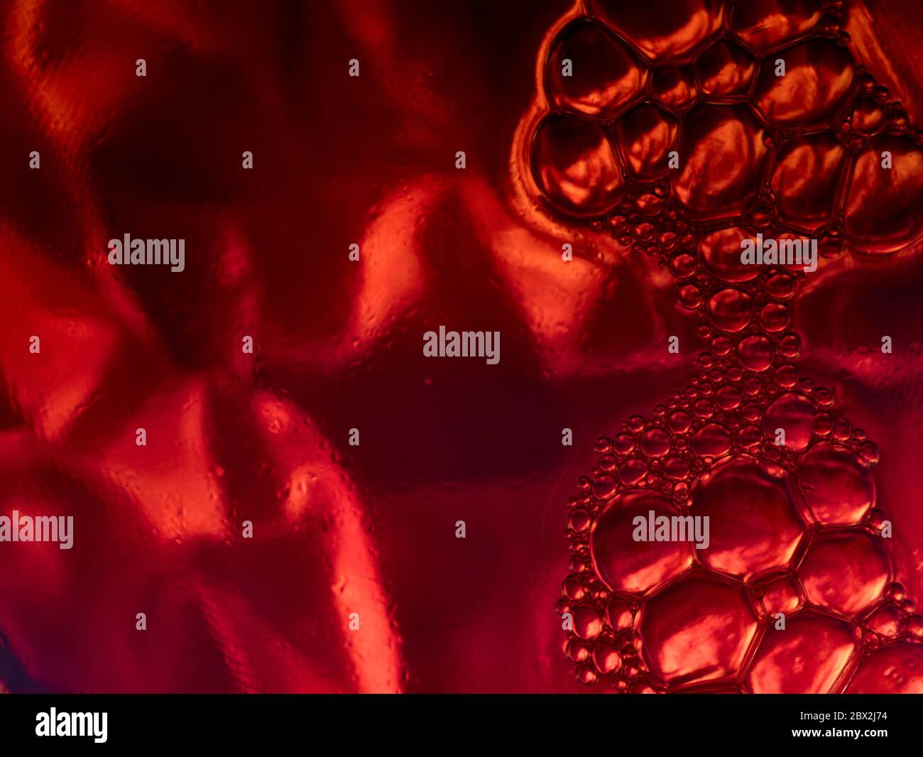 Symphony in red, bubbles still-life also symbolising beauty and the ...