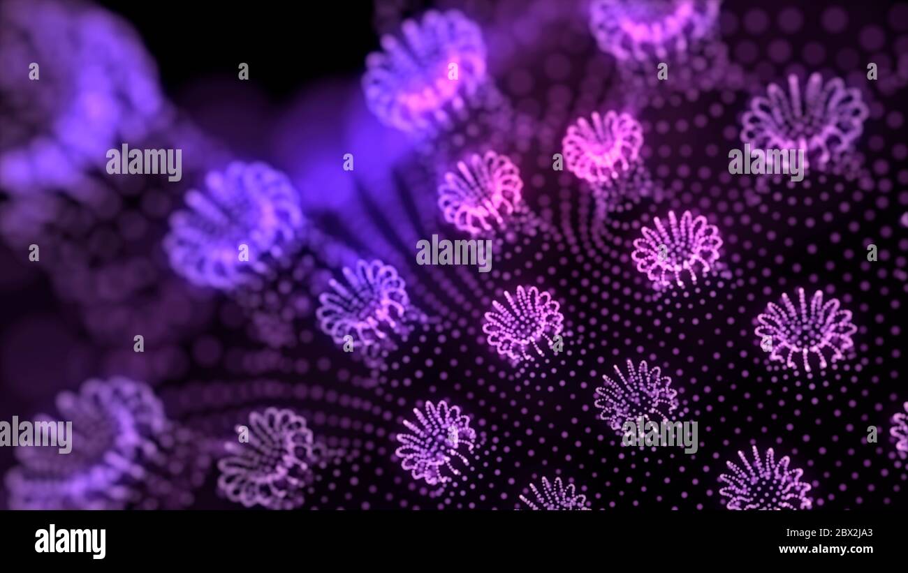 Virus cells. 3d Illustration. Abstract Image of Flu COVID-19 virus cell ...