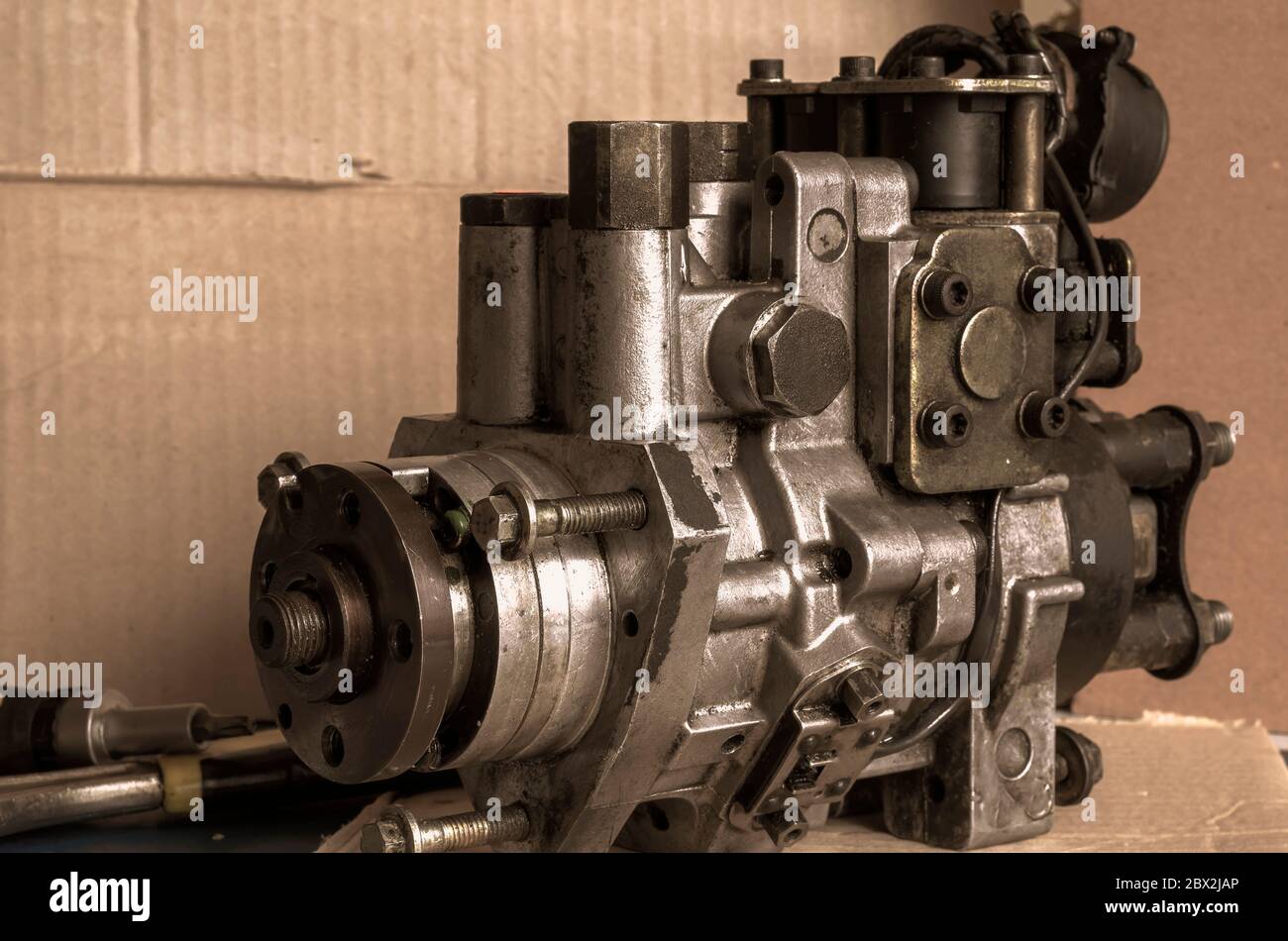 Used injection pump close-up. Diagnostics and repair of diesel fuel ...