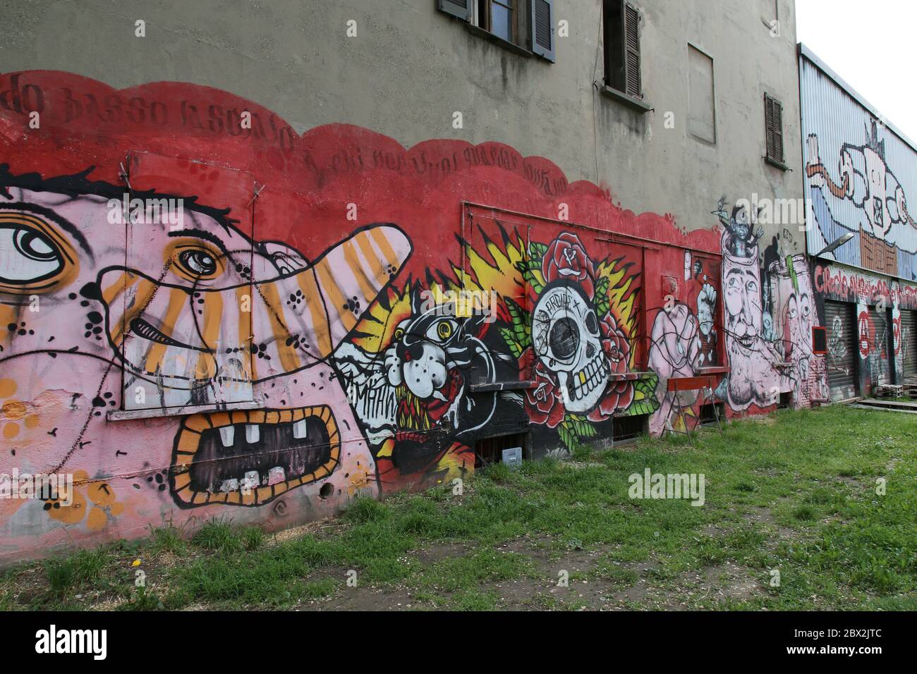 Colourful Street art graffiti in the southern suburbs of Milan, Italy ...