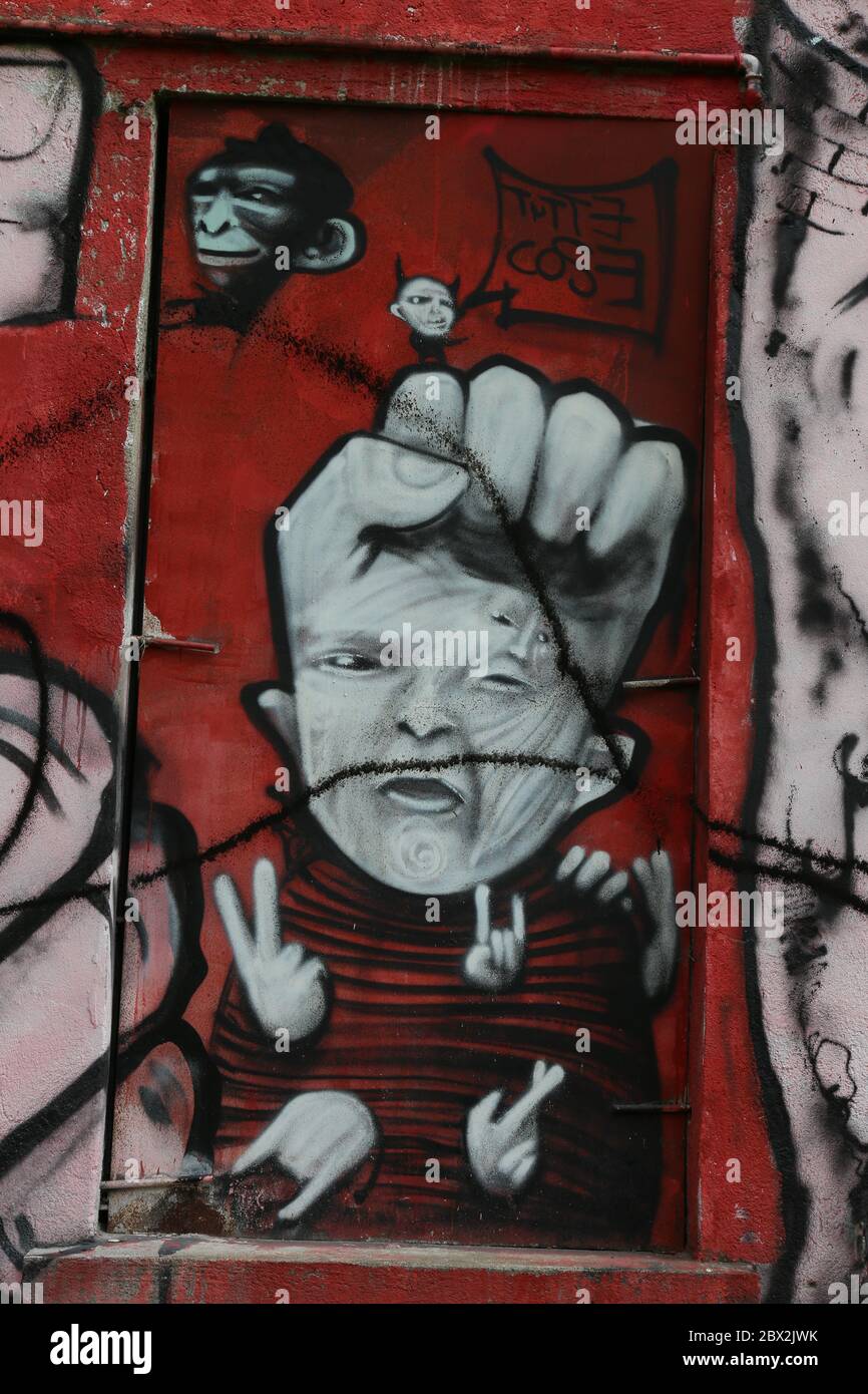 Colourful Street art graffiti in the southern suburbs of Milan, Italy ...