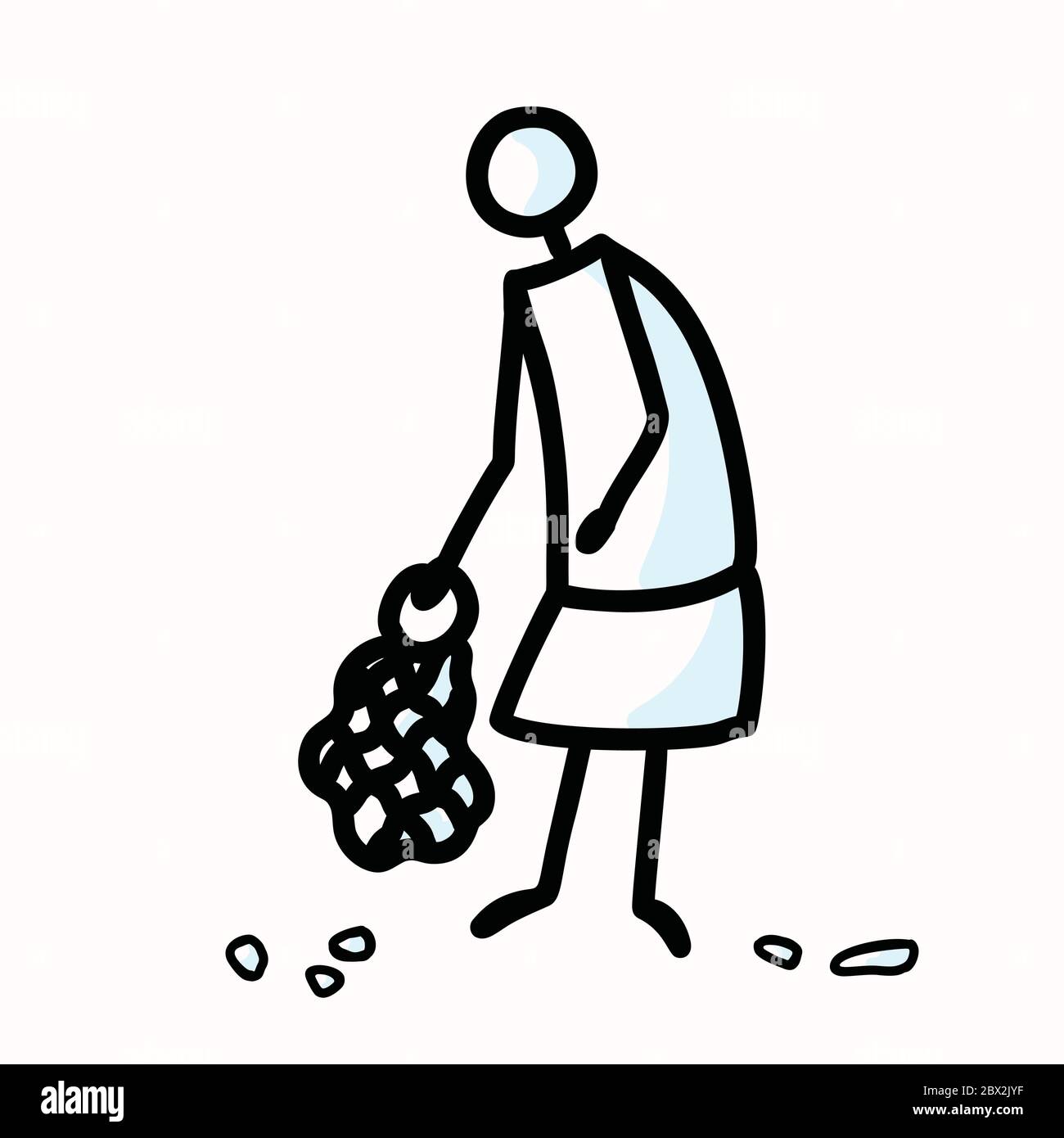 People Picking Up Trash Drawing