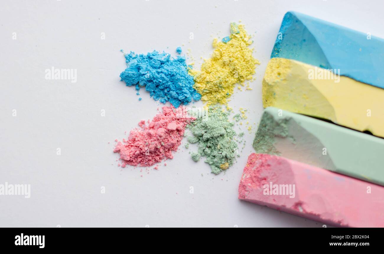 chalks in variety of colors isolated on white background, with clipping ...