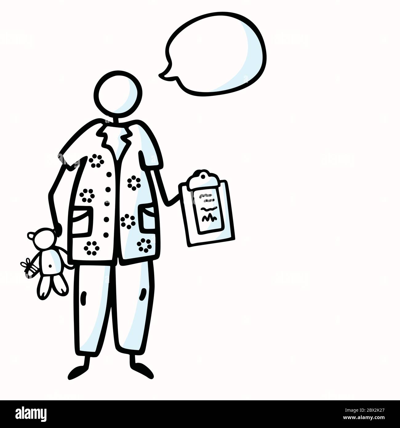Hand Drawn Stick Figure Childrens Nurse & Speech Bubble, Chart. Concept ...