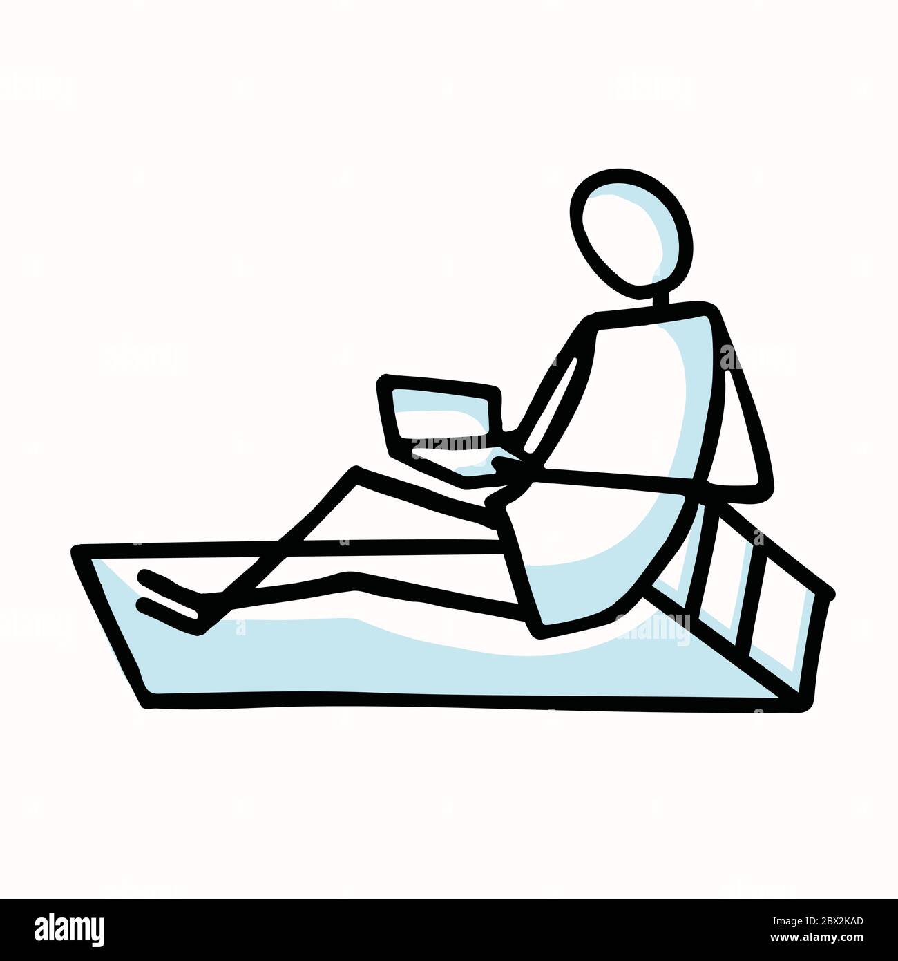 Reading Stick Figure Person Sitting with Book Comfy on Couch. Hand ...