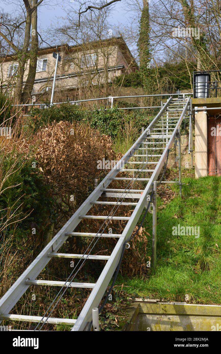 Garden with an electric lift to wind up material and goods Stock Photo ...