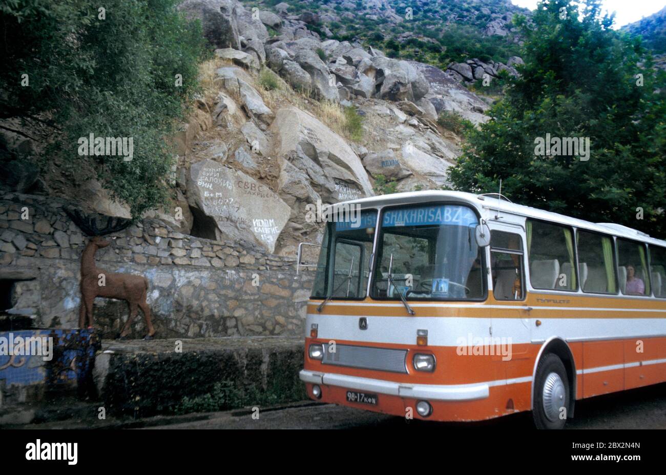Tourist bus pictured in 1983 at Shahrisabz, Uzbekistan Stock Photo - Alamy