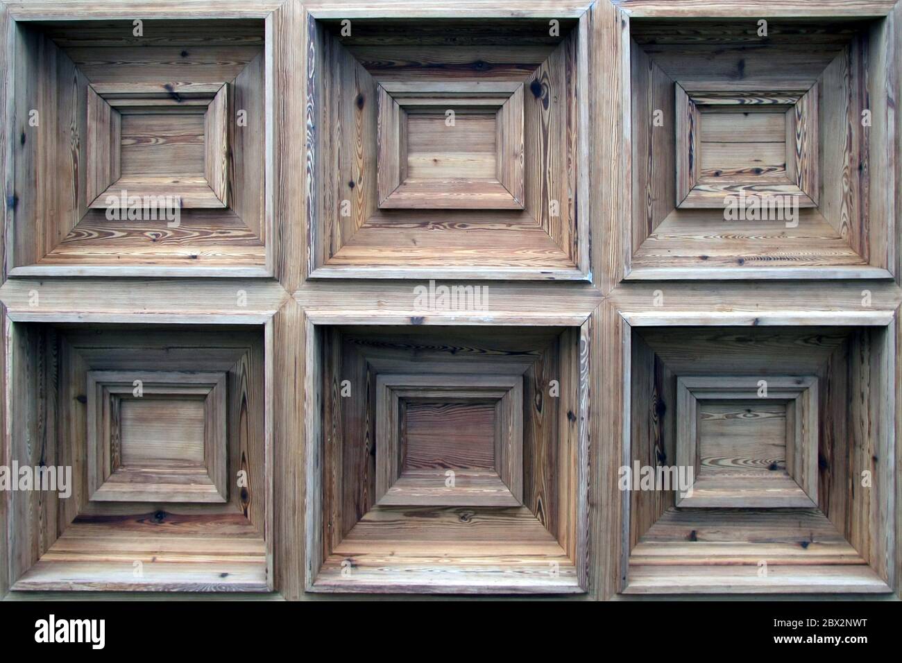 Oak Wooden Ceiling Square ornate pattern/texture roofing Stock Photo ...