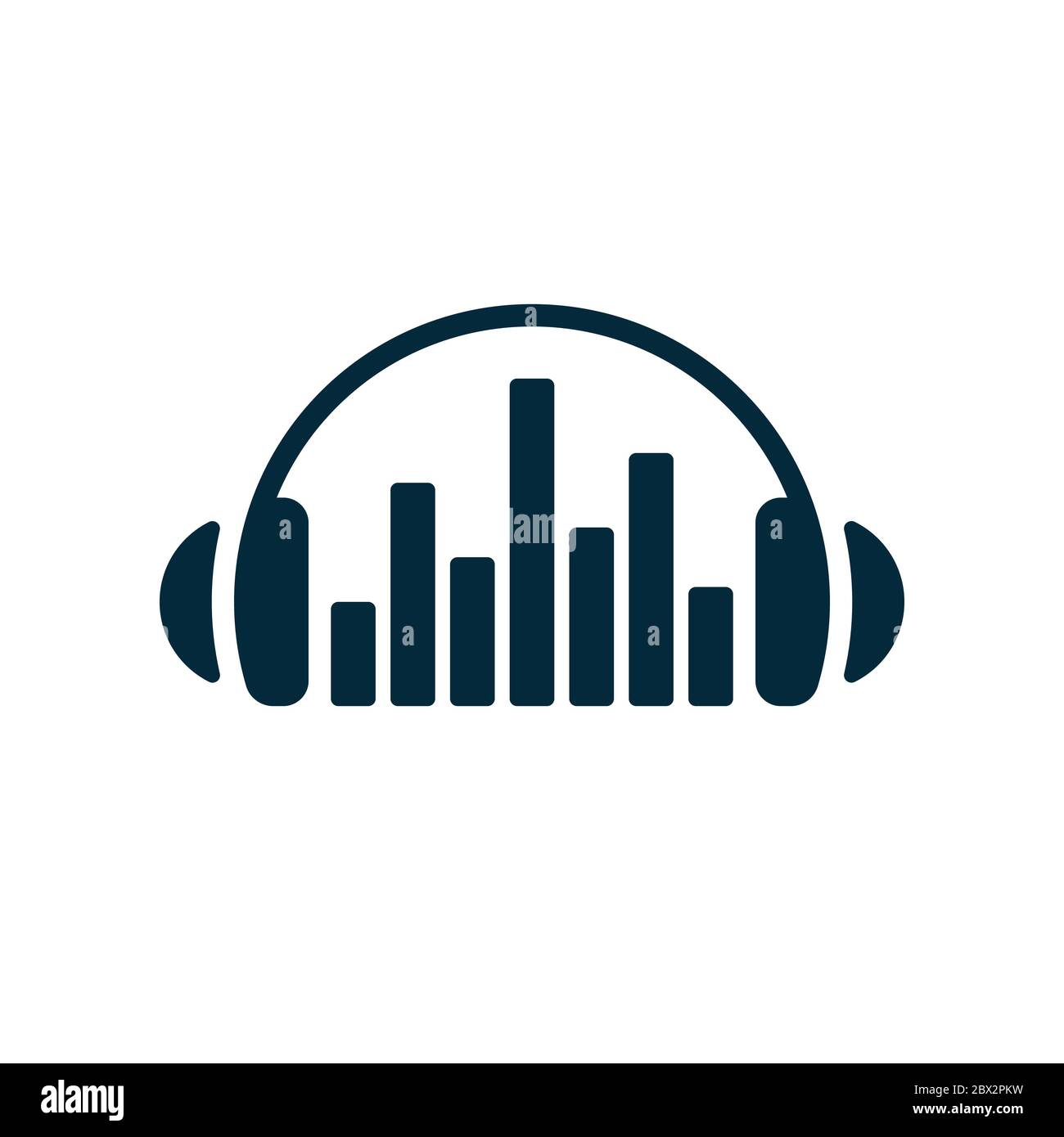 Headphones and sound waves on white background. Flat vector headphones ...