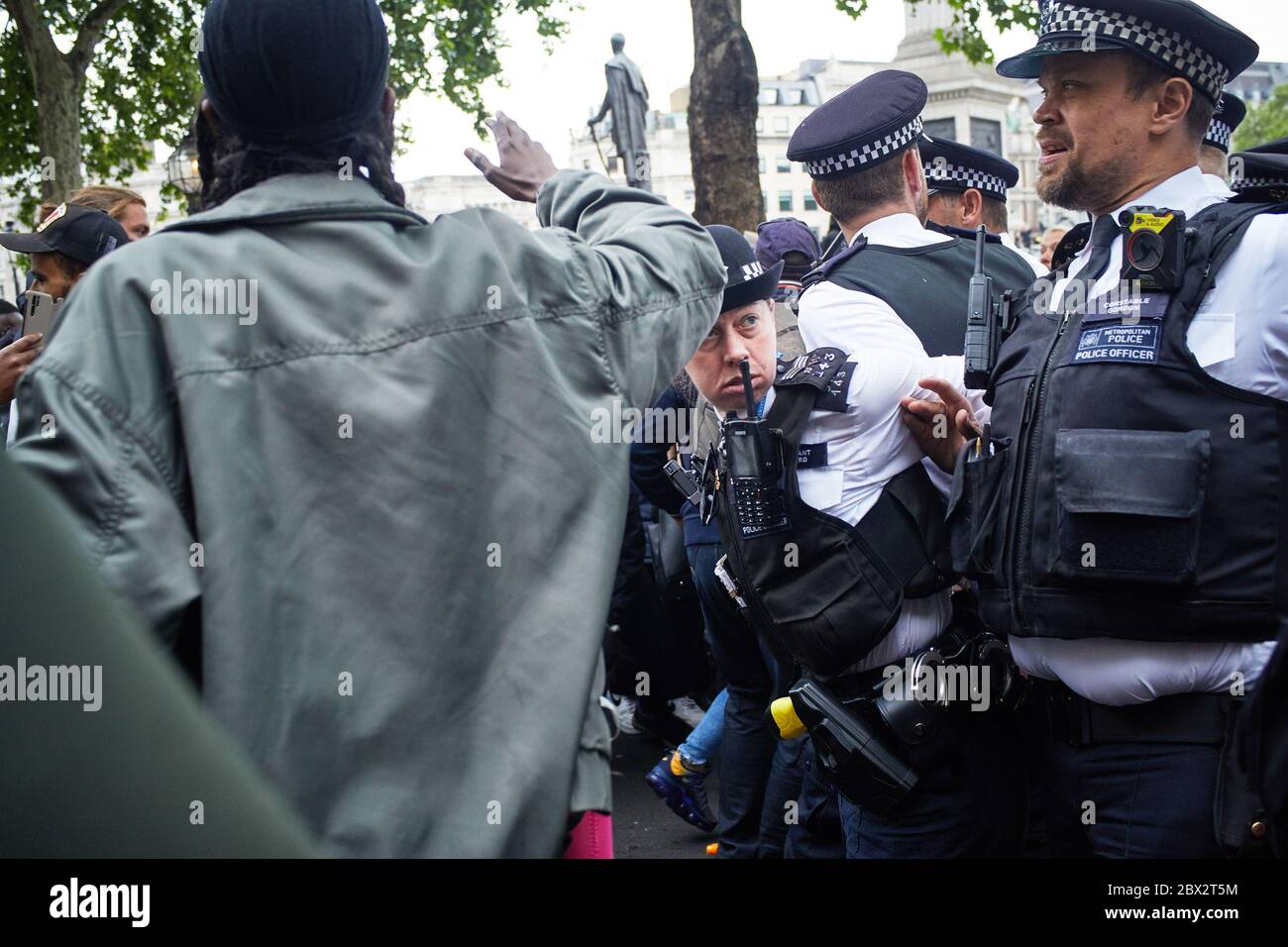 London, UK, 03/06/2020, Black Lives Matter protesters and police ...