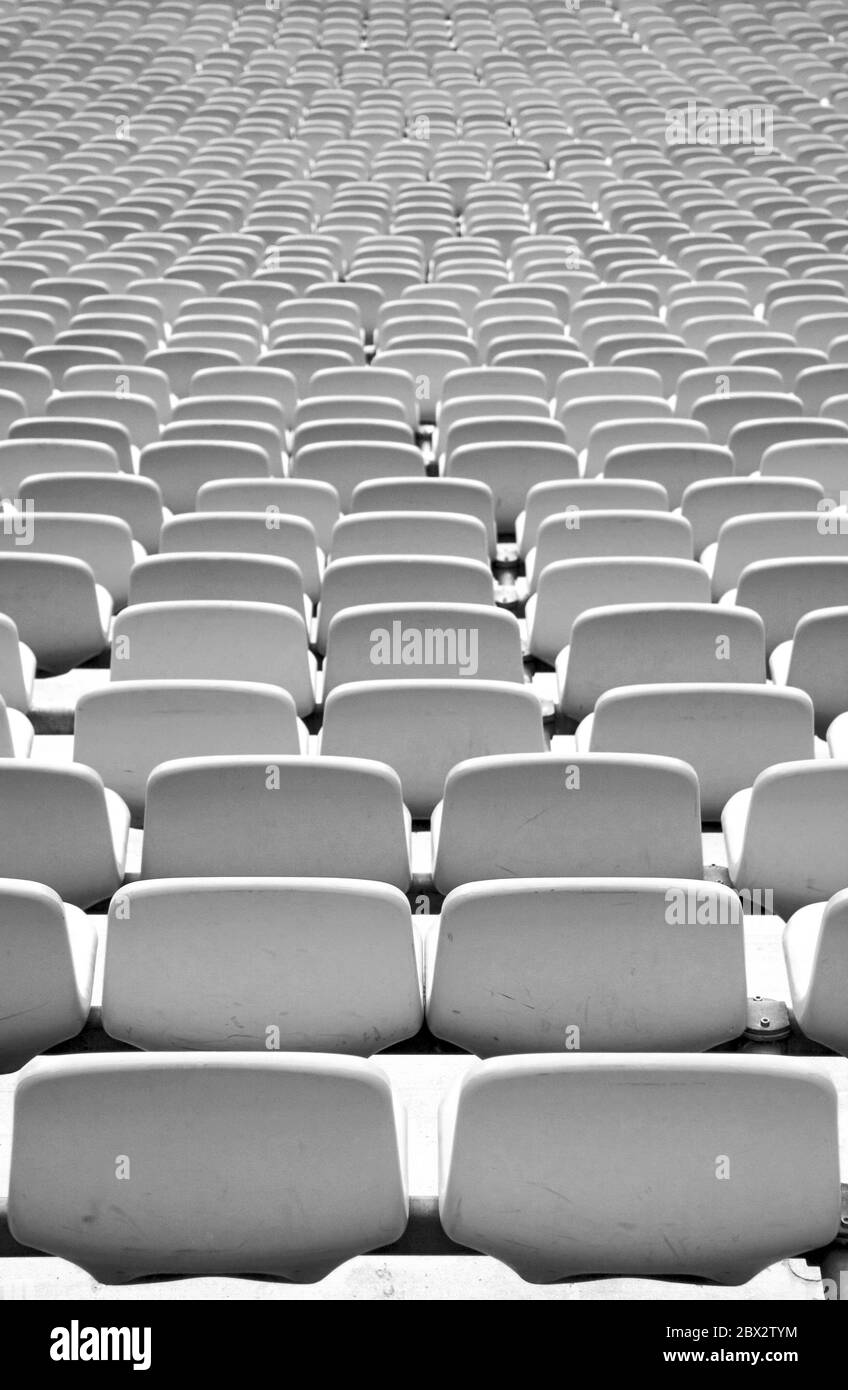 Rows of stadium seating Black and White Stock Photos & Images - Alamy