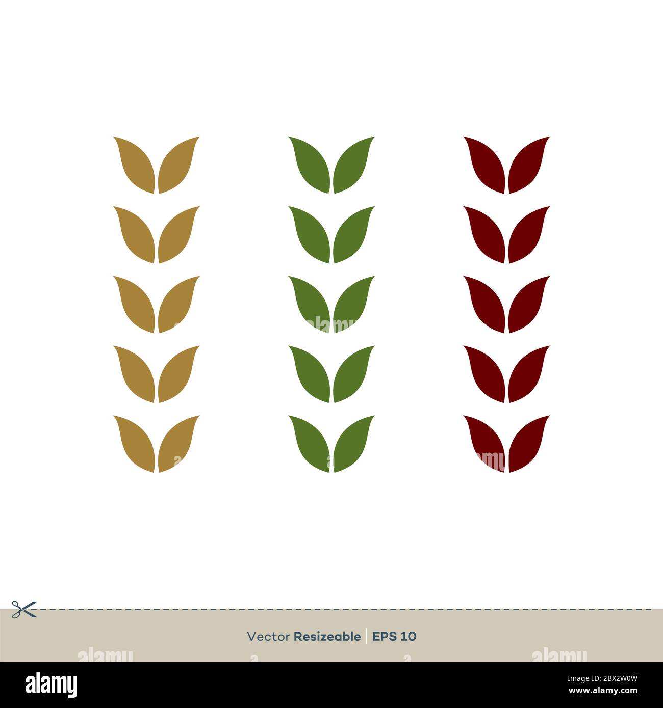 Set Wheat Leaf Vector Logo Template Illustration Design. Vector EPS 10 ...