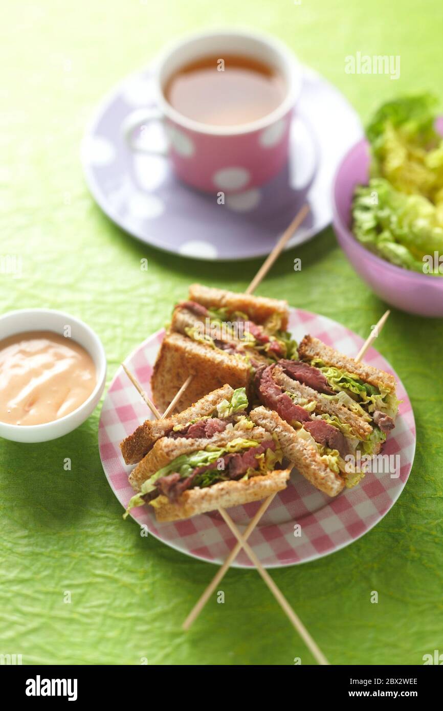 Club roast beef sandwich Stock Photo - Alamy