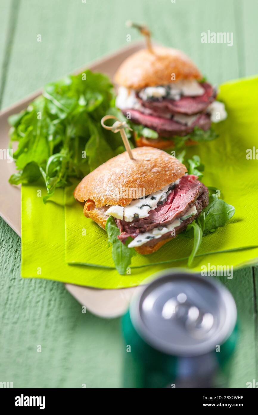 Roquefort beef sandwich Stock Photo - Alamy