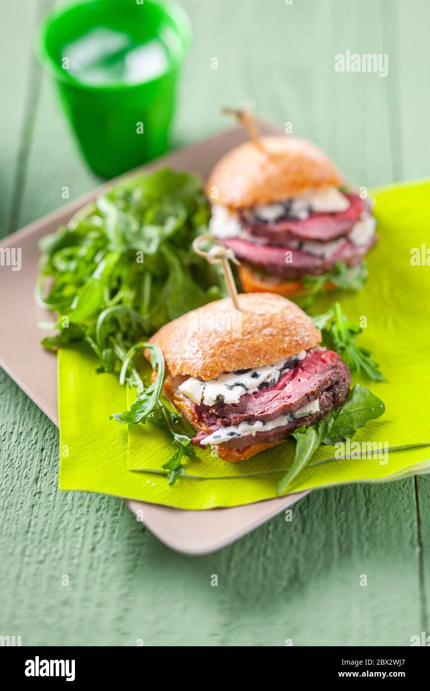 Roquefort beef sandwich Stock Photo - Alamy