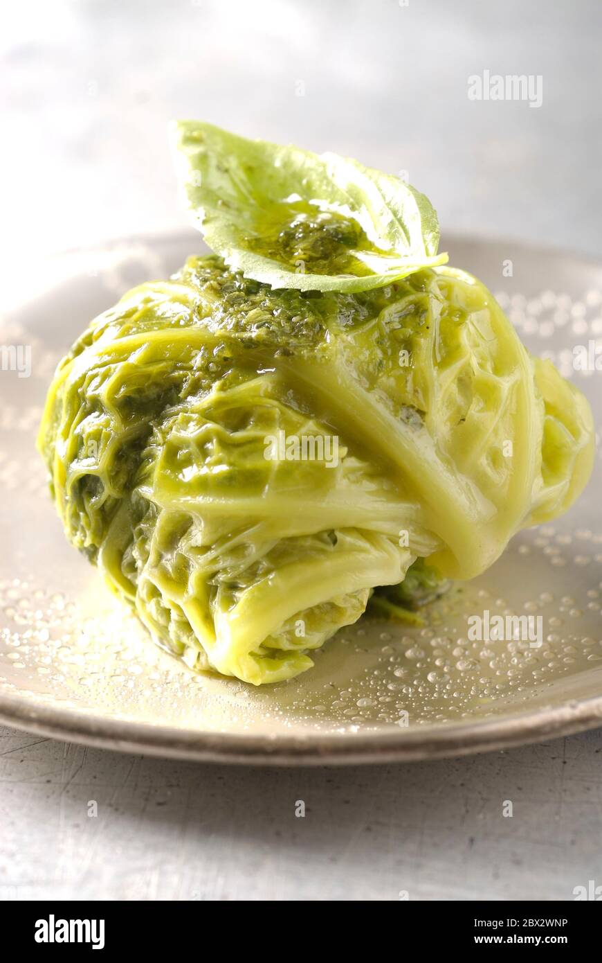 Cabbage stuffed with fish and pesto Stock Photo - Alamy
