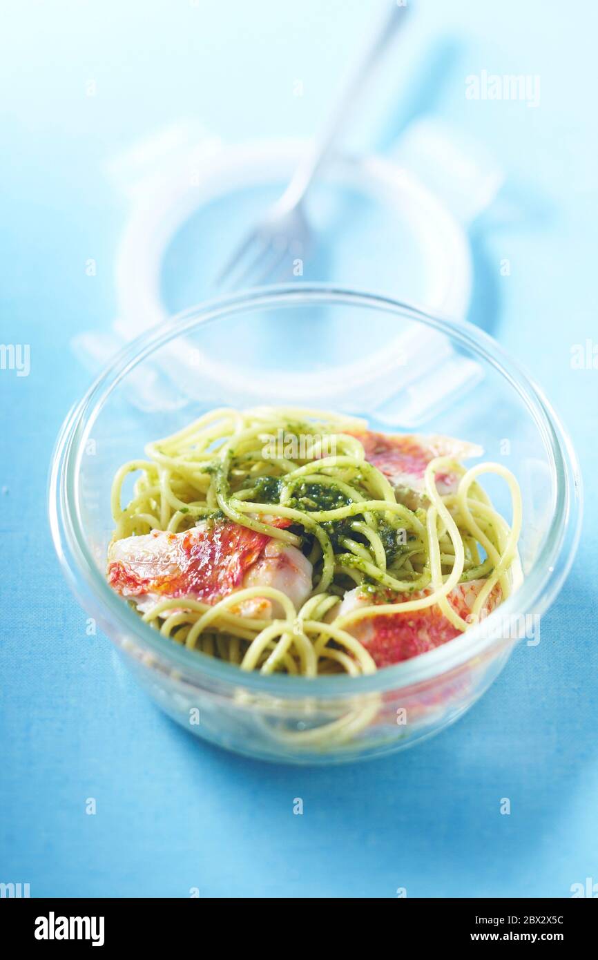 Spaghetti with red mullet Stock Photo - Alamy