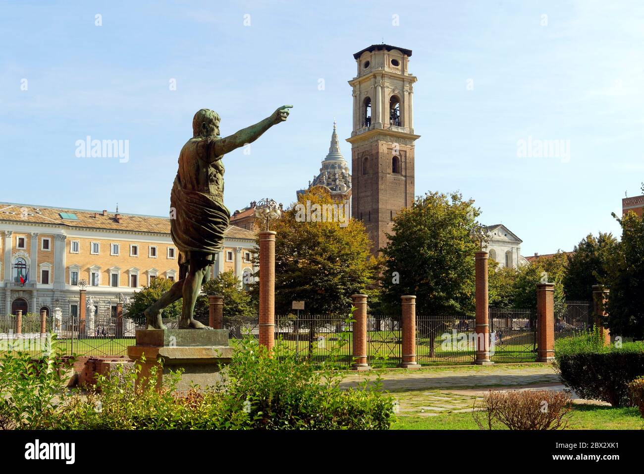 Italy, Piedmont, Turin province, Turin, Piazza Cesare Augusto, statue ...