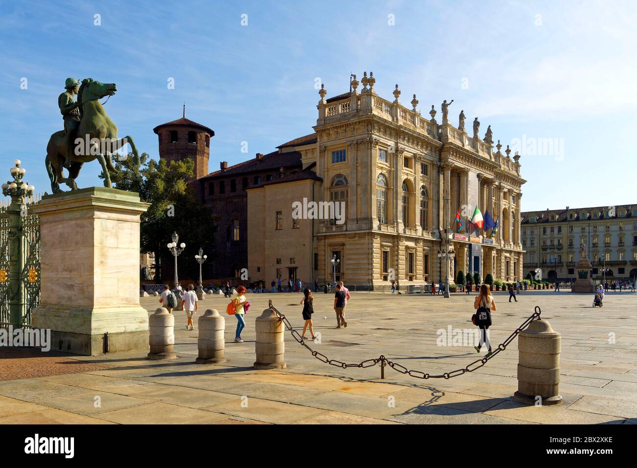 Italy, Piedmont, Turin, Piazza Castelo, the statue of Pollux (one of ...