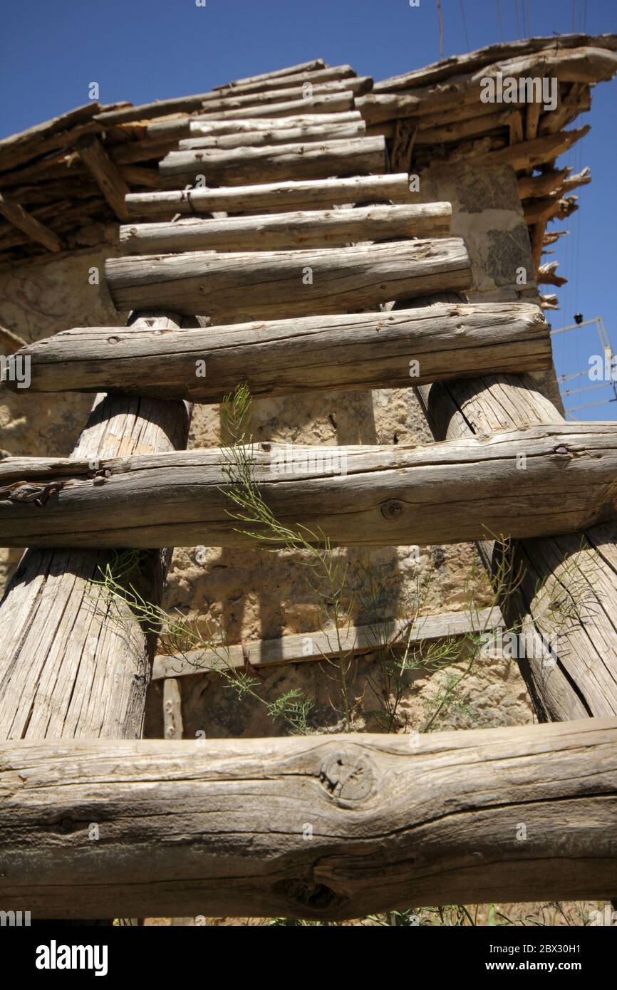 Rural landscape with stairs and old stone building Stock Photo - Alamy