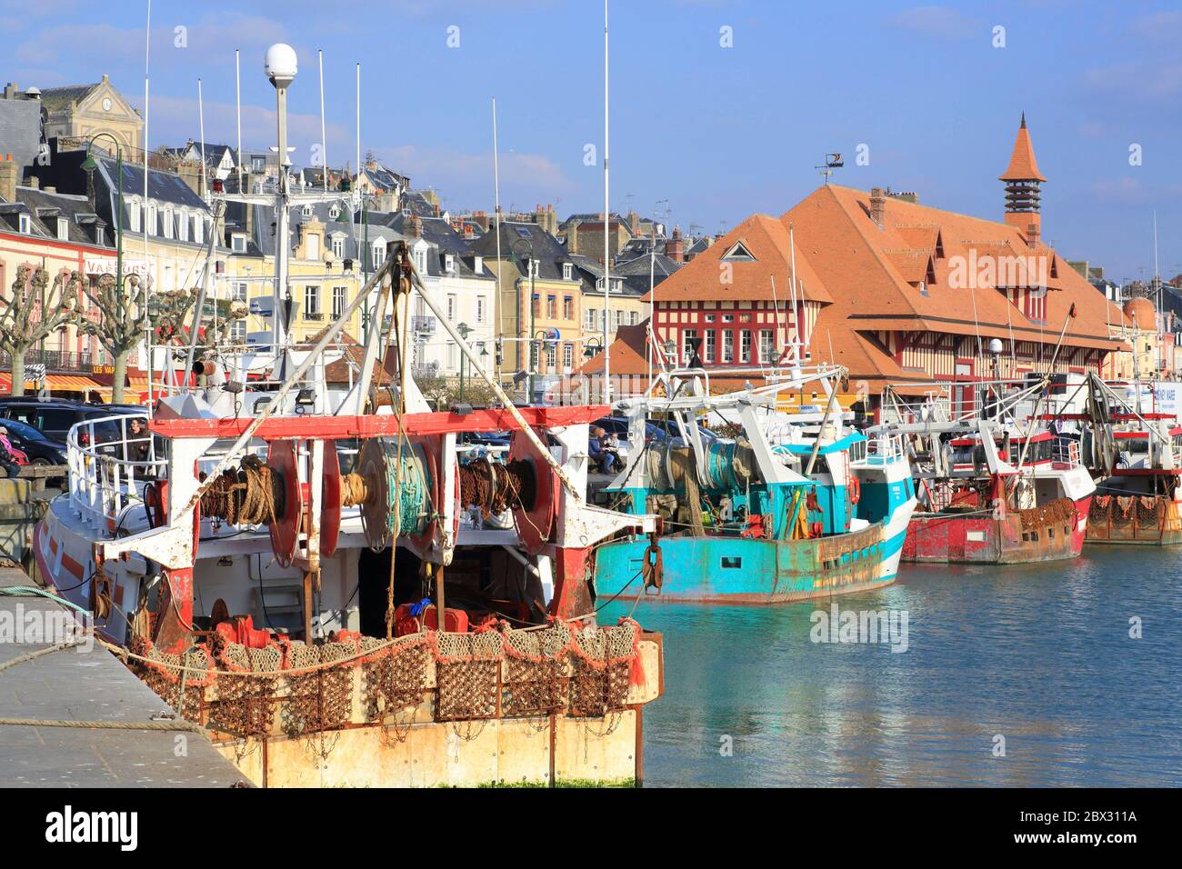 France, Calvados, Pays d'Auge, Trouville sur Mer, fishing boats on the ...