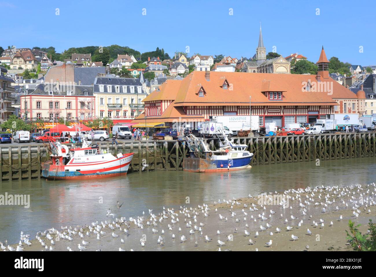 France, Calvados, Pays d'Auge, Trouville sur Mer, fishing boats on the ...