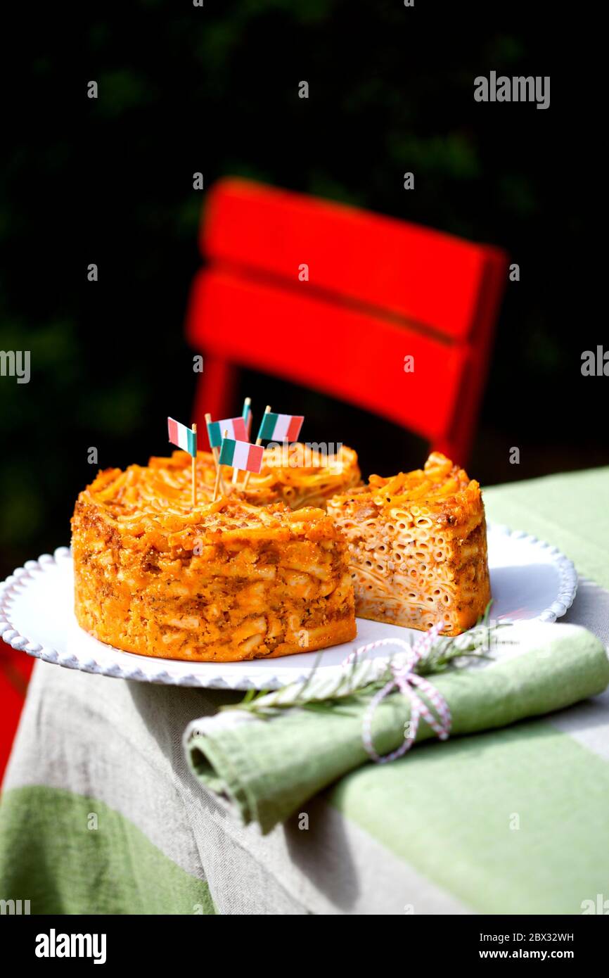 Italian lunch pasta cake Stock Photo - Alamy
