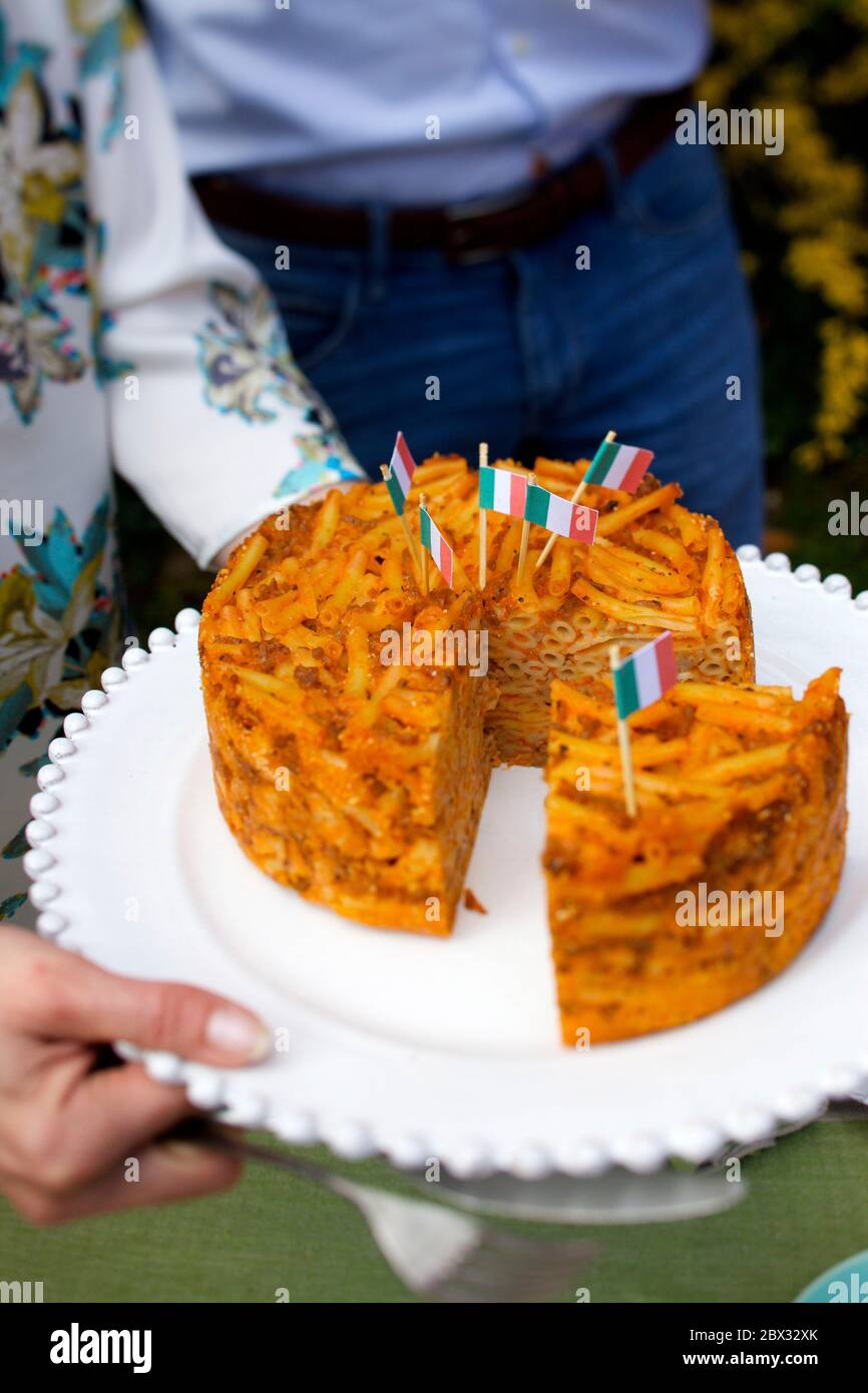 Italian lunch pasta cake Stock Photo - Alamy