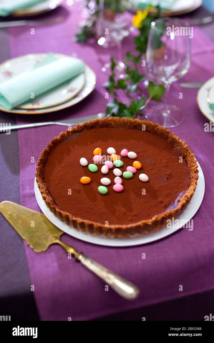 Easter lunch chocolate pie Stock Photo - Alamy