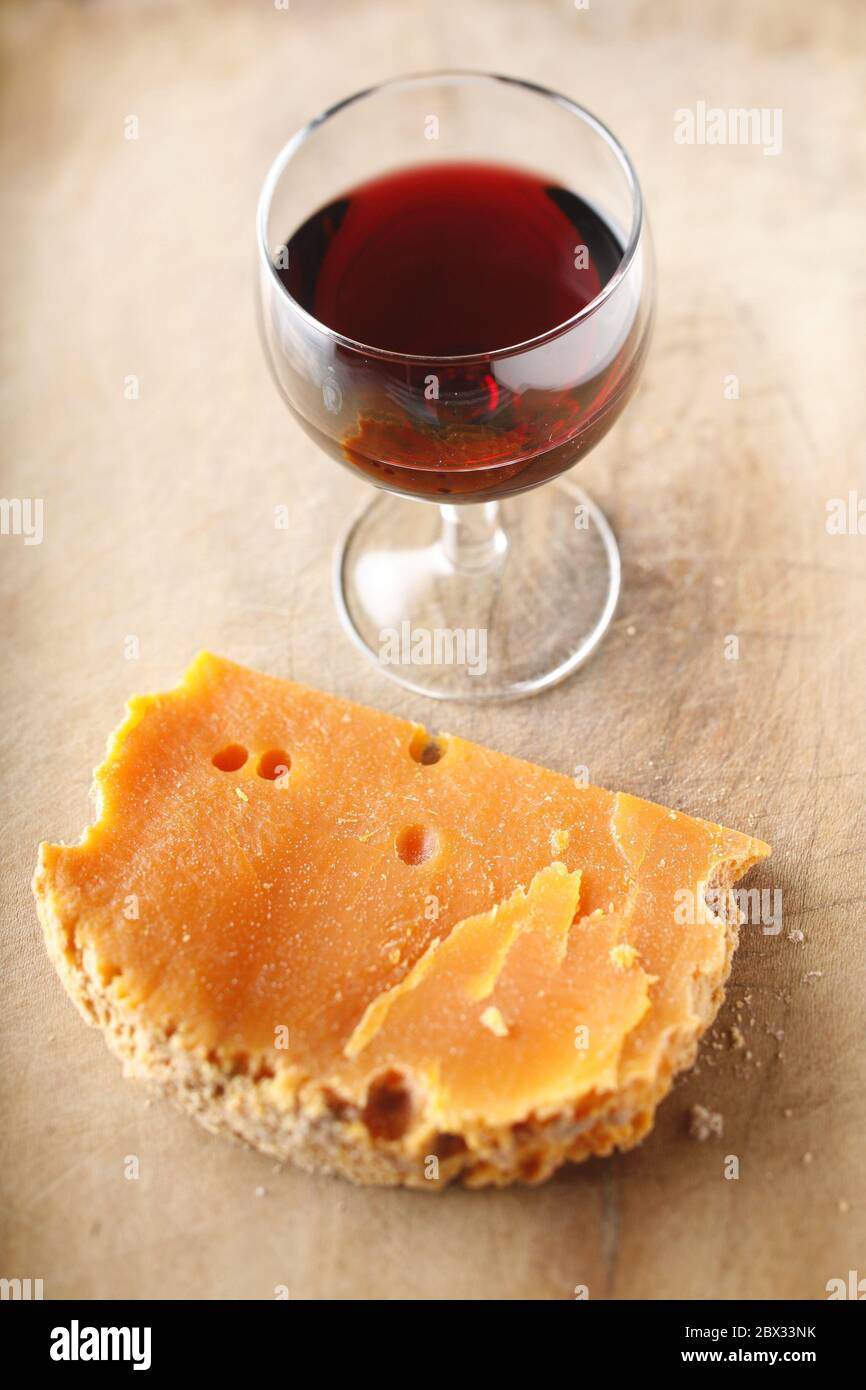 Old mimolette red wine Stock Photo - Alamy
