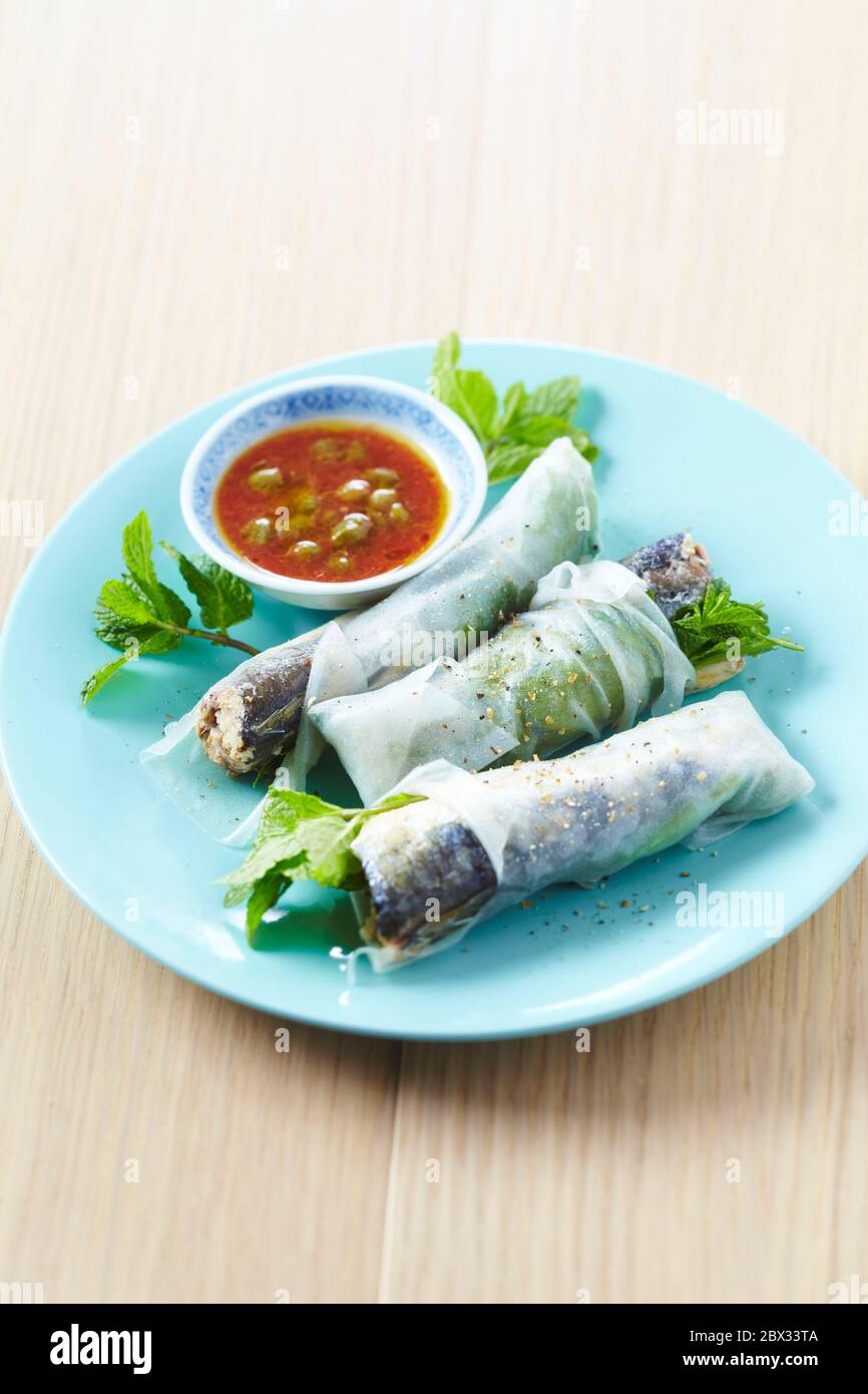 Plain spring sardine roll Stock Photo - Alamy