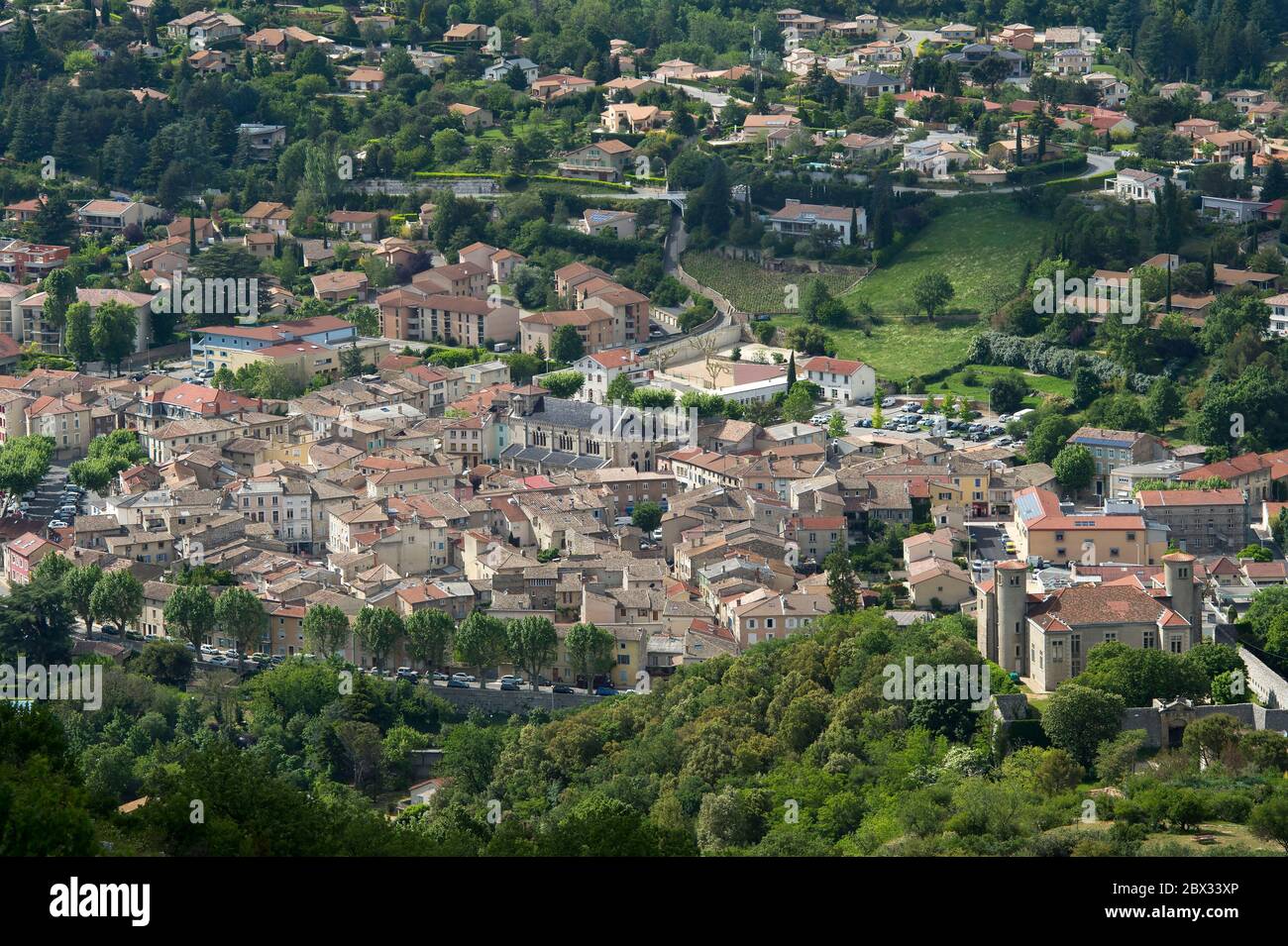 France, Ardeche, general view of the village of St Peray seen from the ...