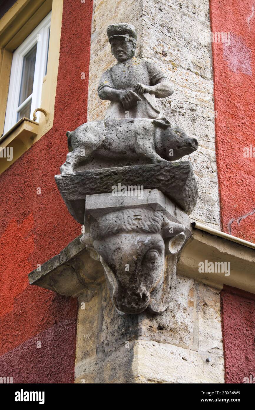 Germany, Bavaria, Rothenburg ob der Tauber, old town, street corner ...