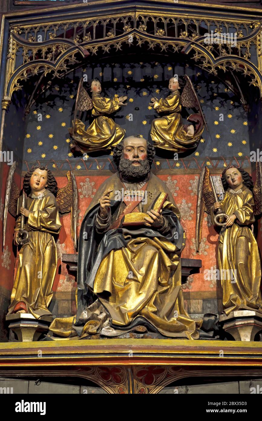 Germany, Bavaria, Nuremberg, Saint Sebald square, Saint Sebald church ...