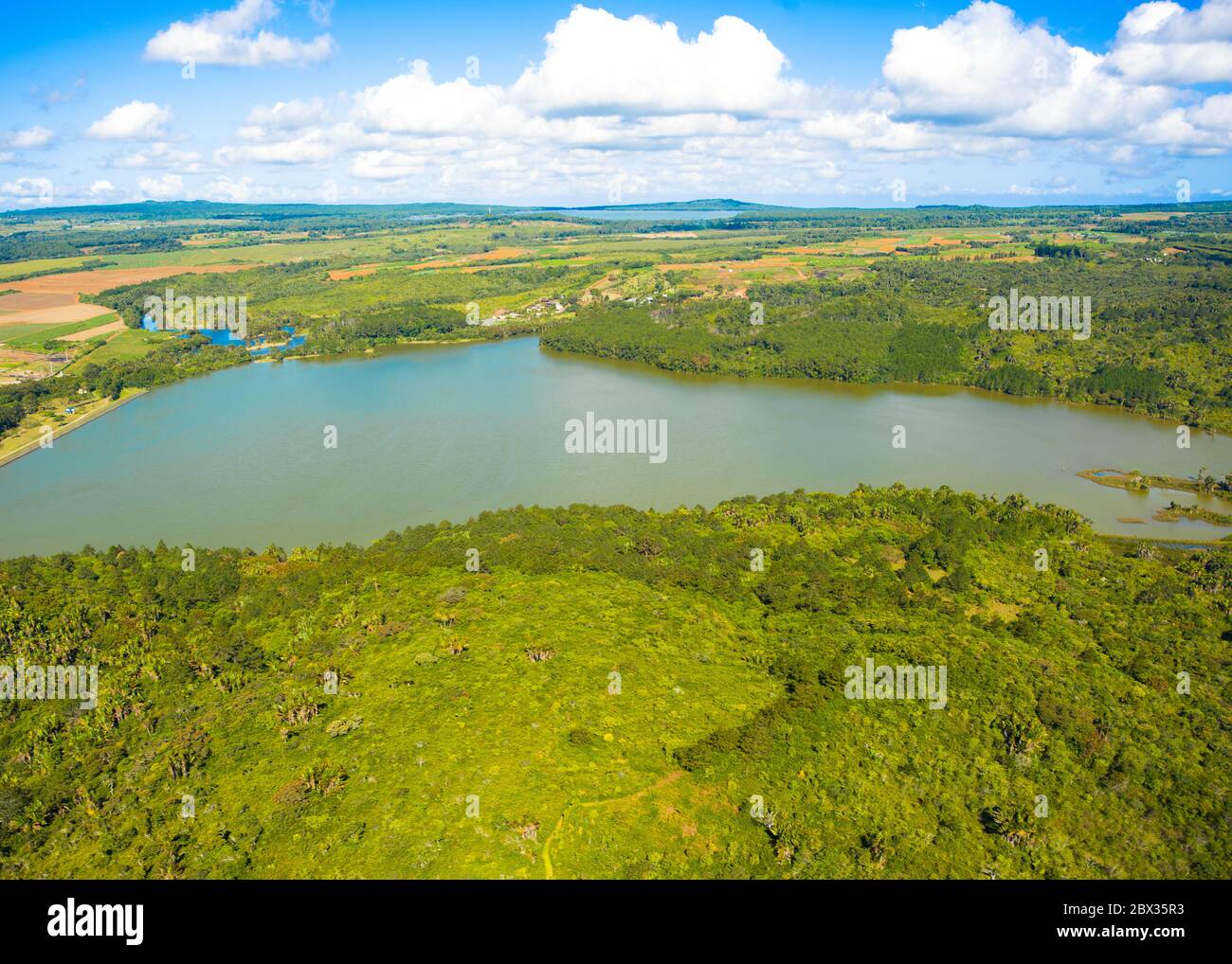 Aerial view of Black River Tamarin in Black River Gorge National Park ...