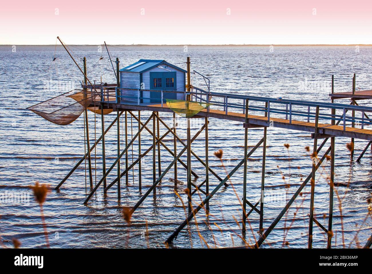 France, Charente-Maritime (17), Port-des-Barques, cabane sur pilotis ...