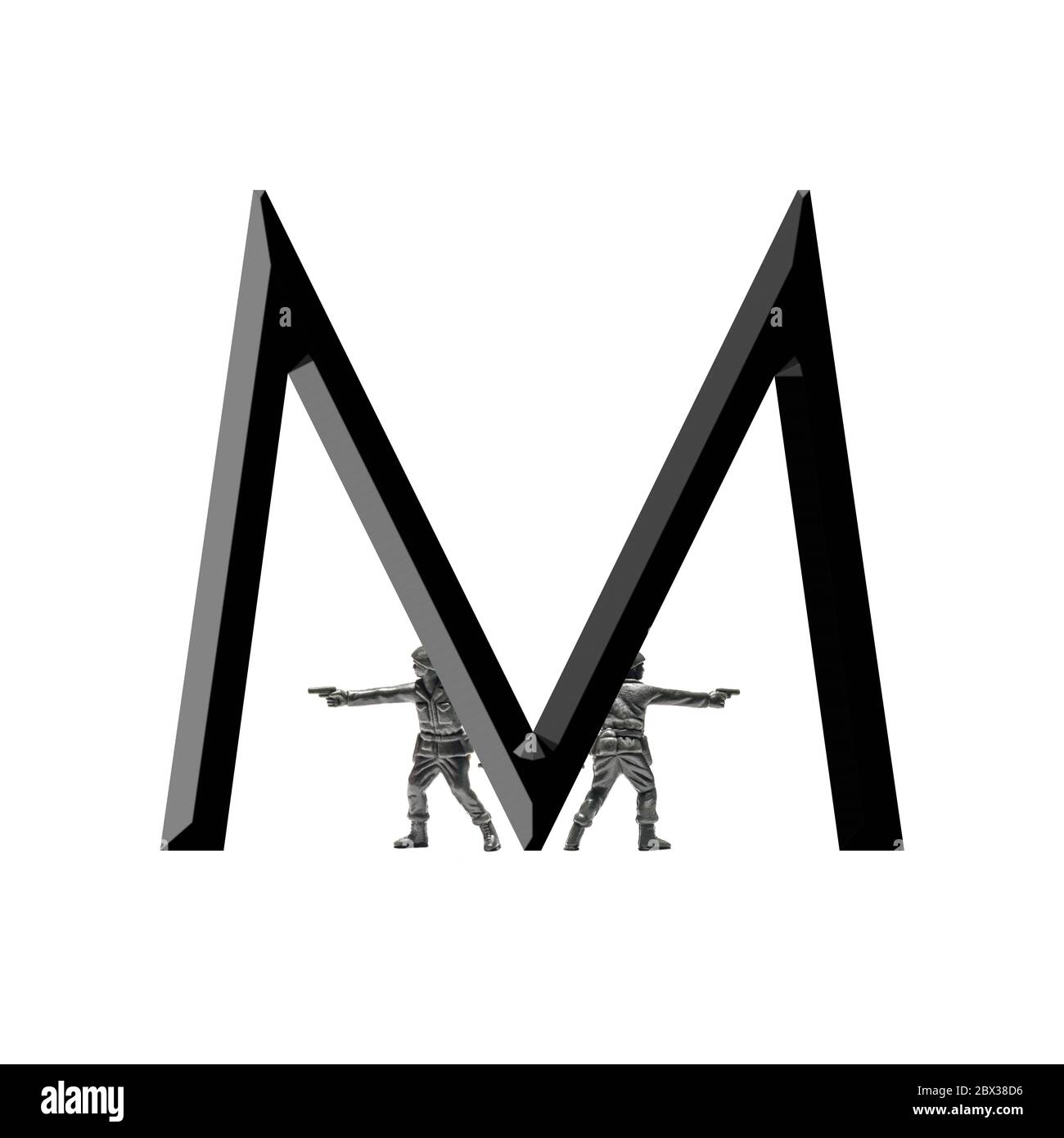 Alphabet M with soldier symbolising fight and war against something ...
