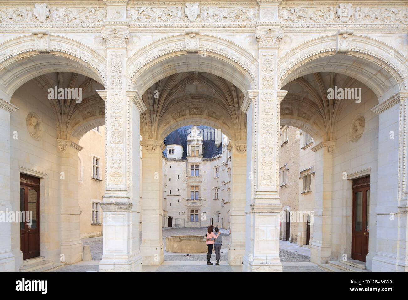 France, Pyrenees Atlantiques, Bearn, Pau, castle, portico with three ...