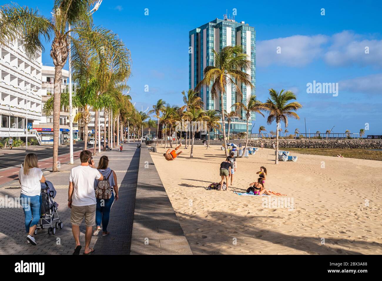 Spain, Canary islands, Lanzarote island, Arrecife, El Reducto beach and ...