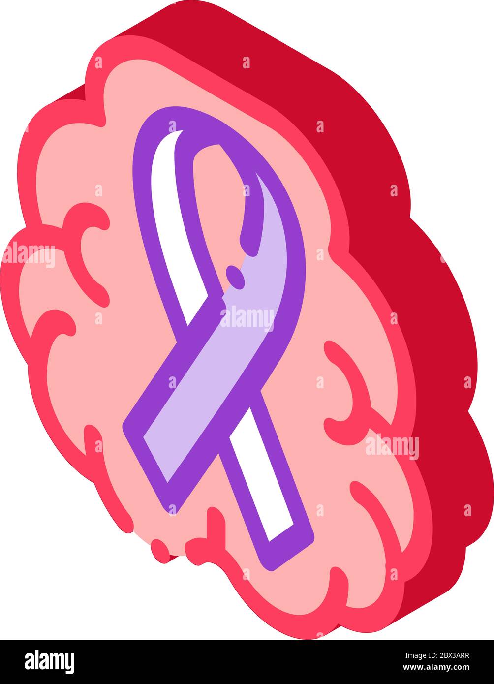 Brain And Health Ribbon isometric icon vector illustration Stock Vector ...