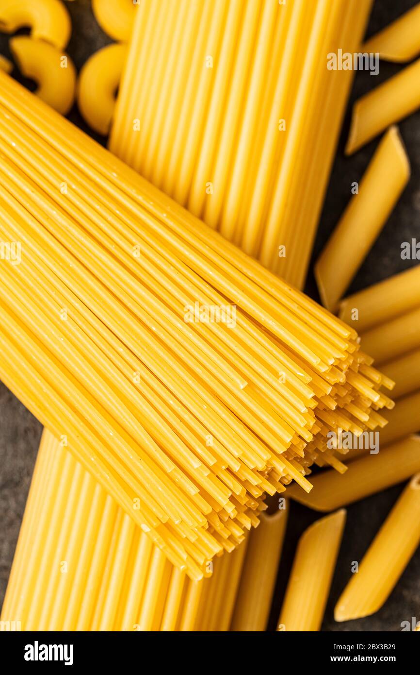 Top view pasta italian spaghetti hi-res stock photography and images ...