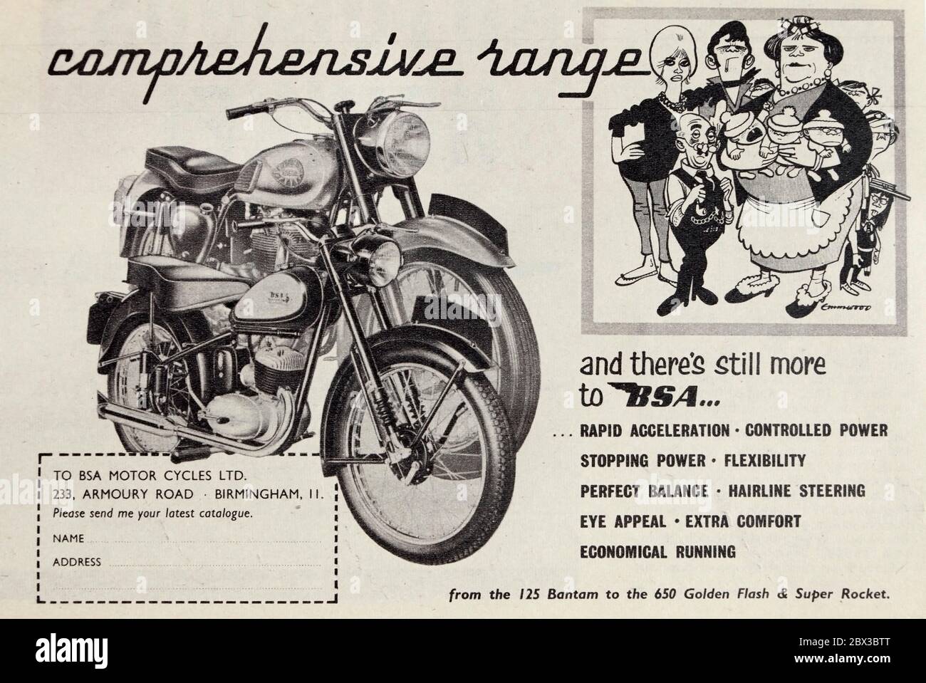 Vintage advertisement for BSA motorcycles Stock Photo - Alamy