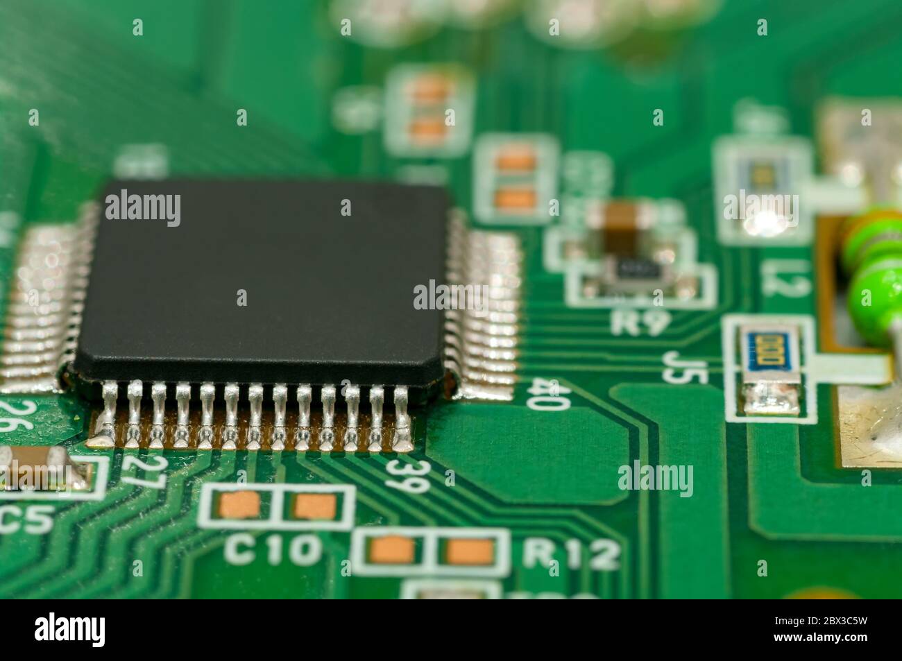Single-chip controller on circuit board with strapping Stock Photo - Alamy