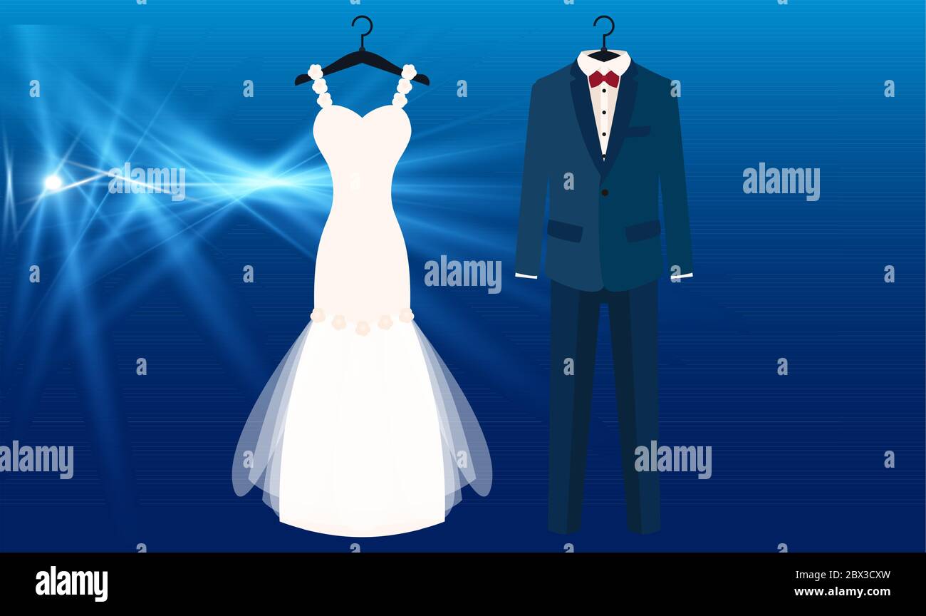 mock up illustration of couple wedding dress on abstract background ...