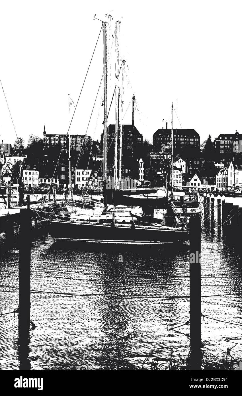 Berth for yachts and boats in the seaport. The ocean yachts is securely ...