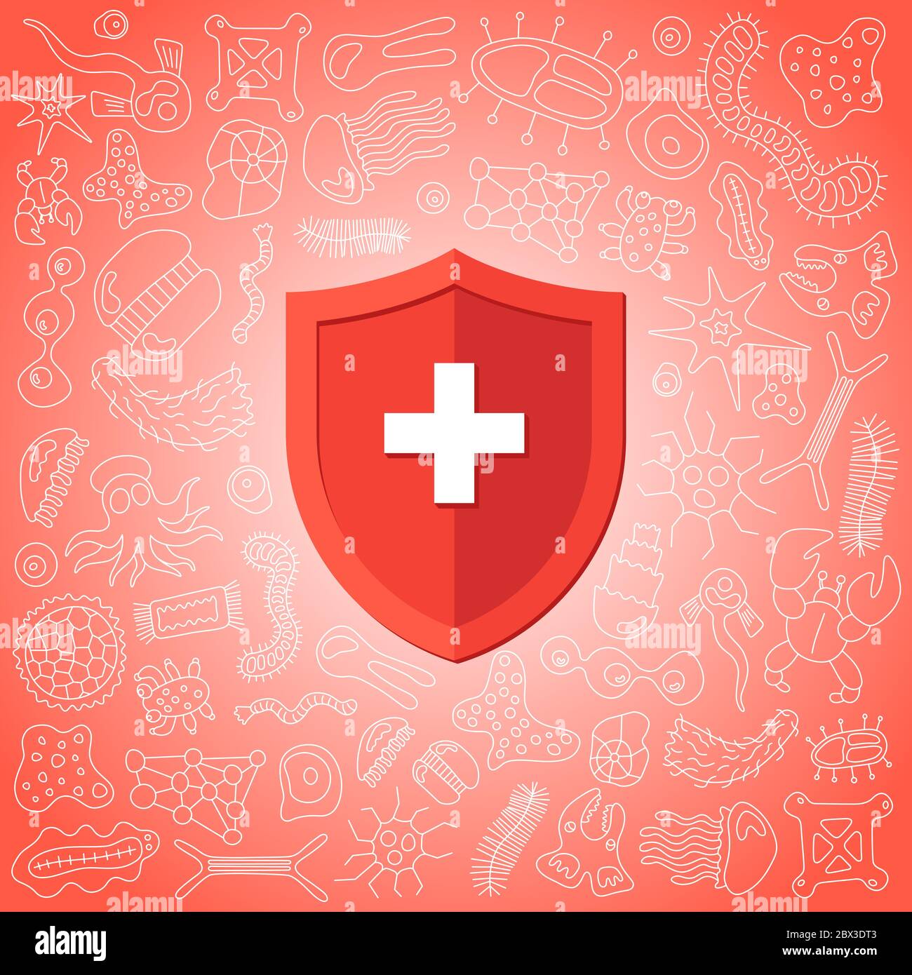 Hygienic medical prevention red shield protecting from virus germs and ...