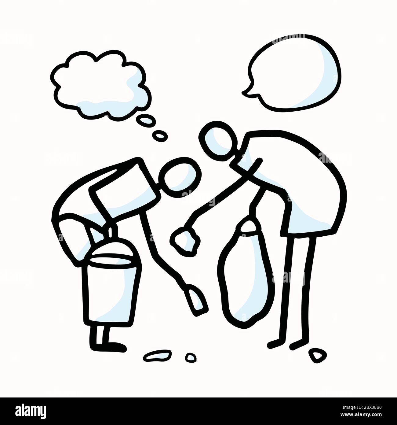 People Picking Up Trash Drawing