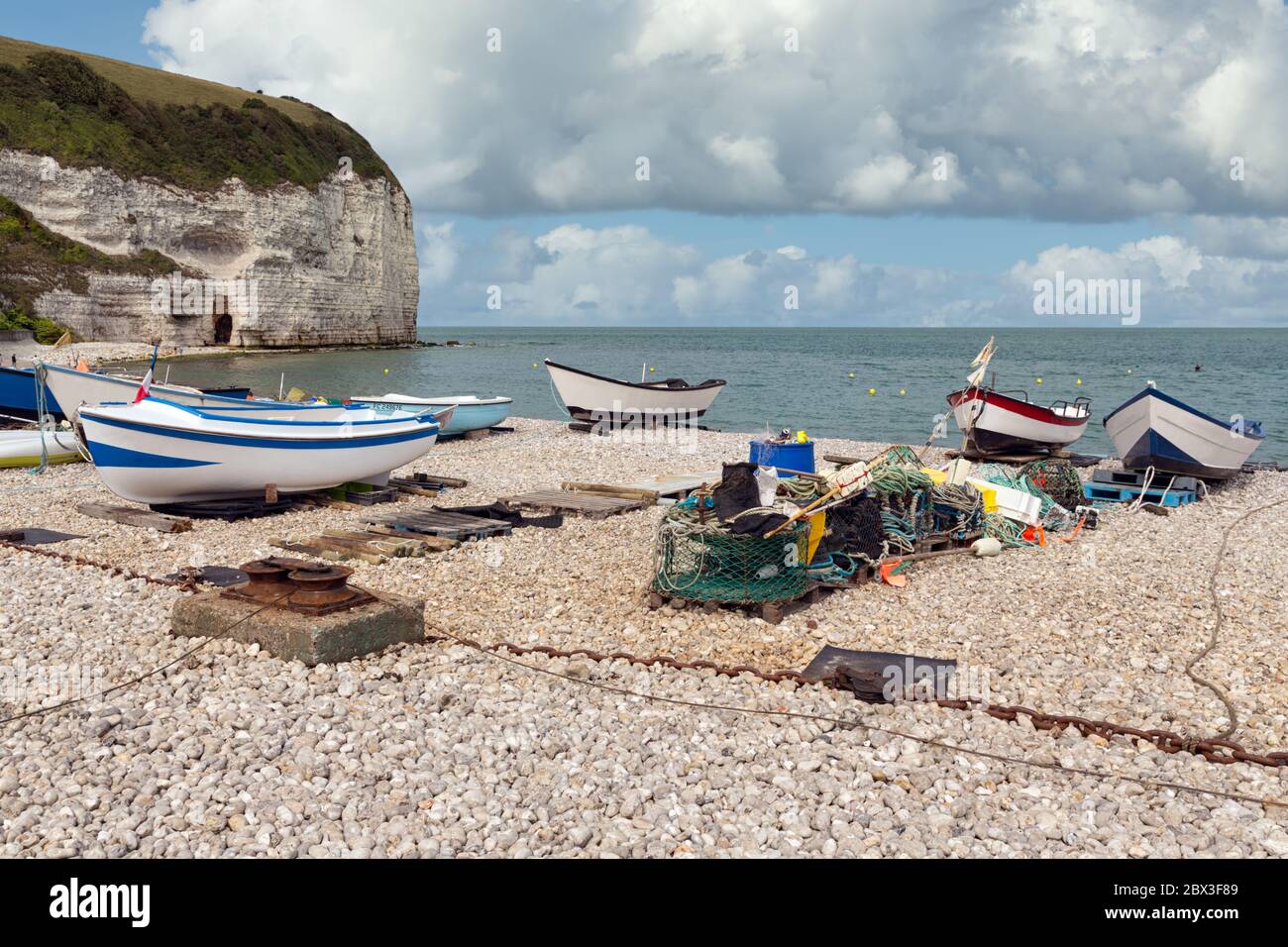 Fishing boats at the beach of Yport in Normandie, France Stock Photo ...