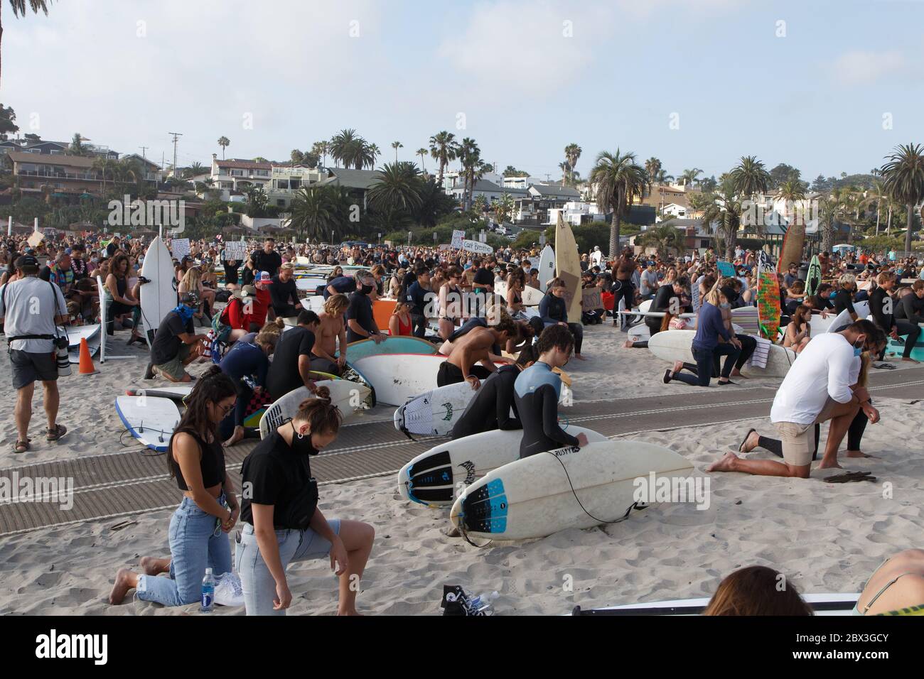 A Black Lives Matter protest at Moonlight Beach in Encinitas ...